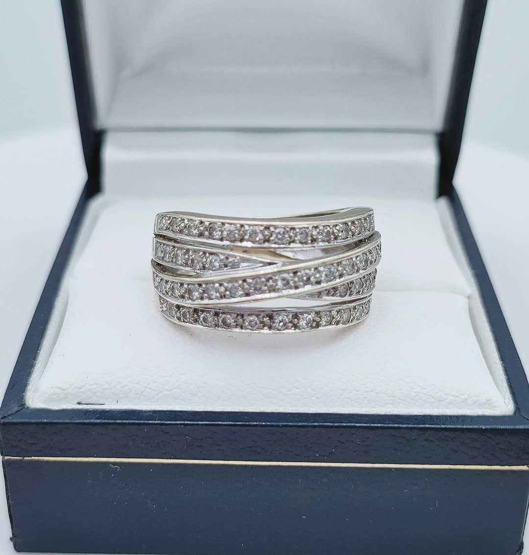 Vintage 18K Gold Diamond Multi Band Ring - Etsy