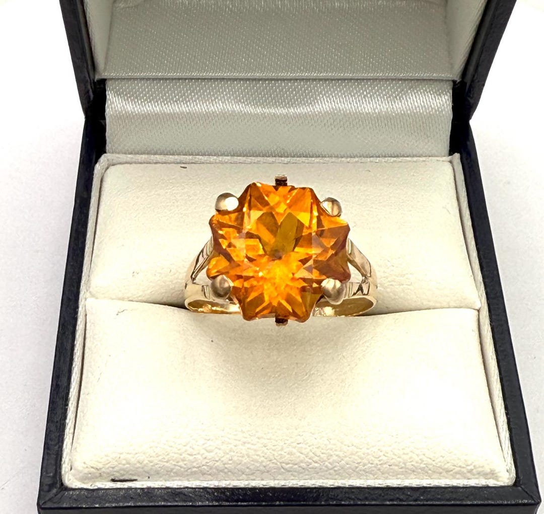 14K Gold Fancy Cut Orange Sapphire Cocktail Ring - Etsy