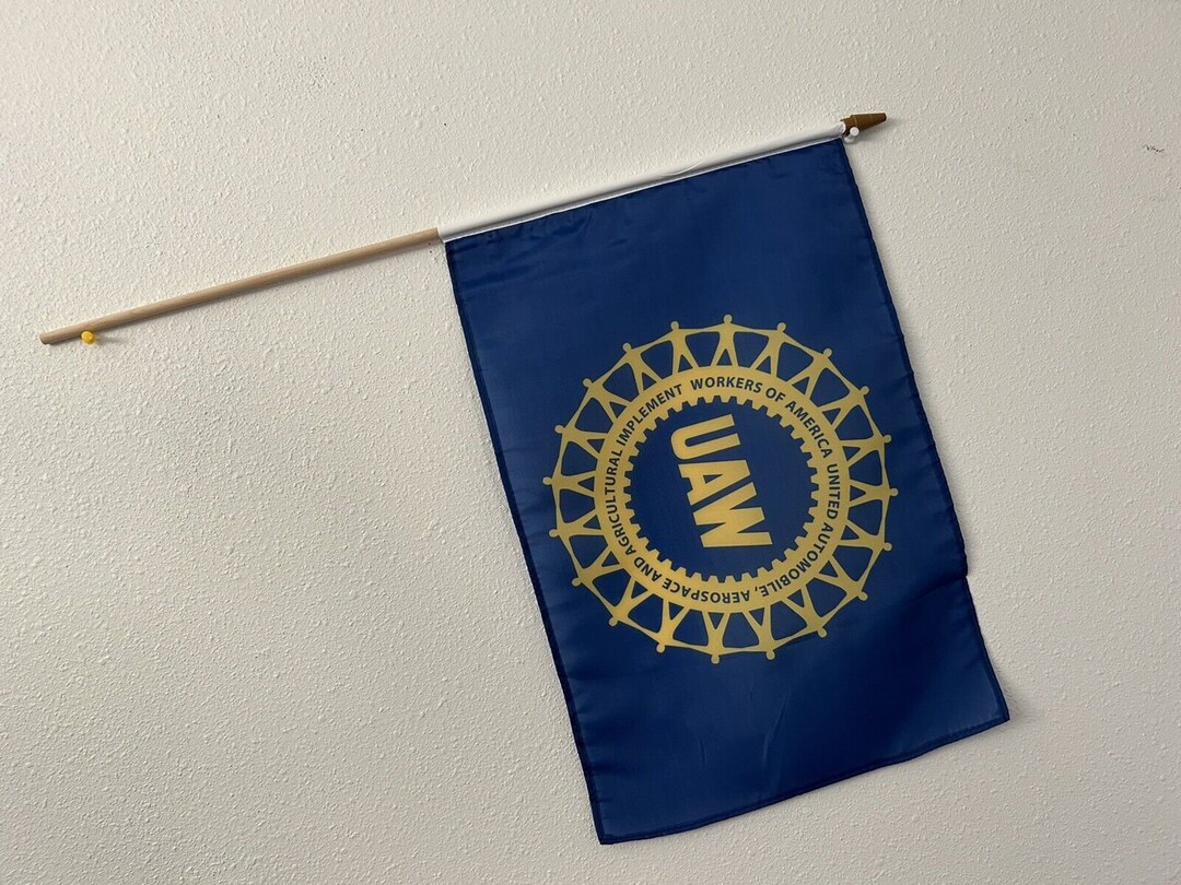 12x18 Inches UAW United Automobile Worker Aerospace Stick Flag Wood ...