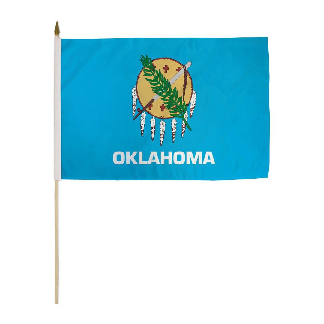 12x18 Inches 12 X 18 Oklahoma Stick Flag Wood Staff - Etsy