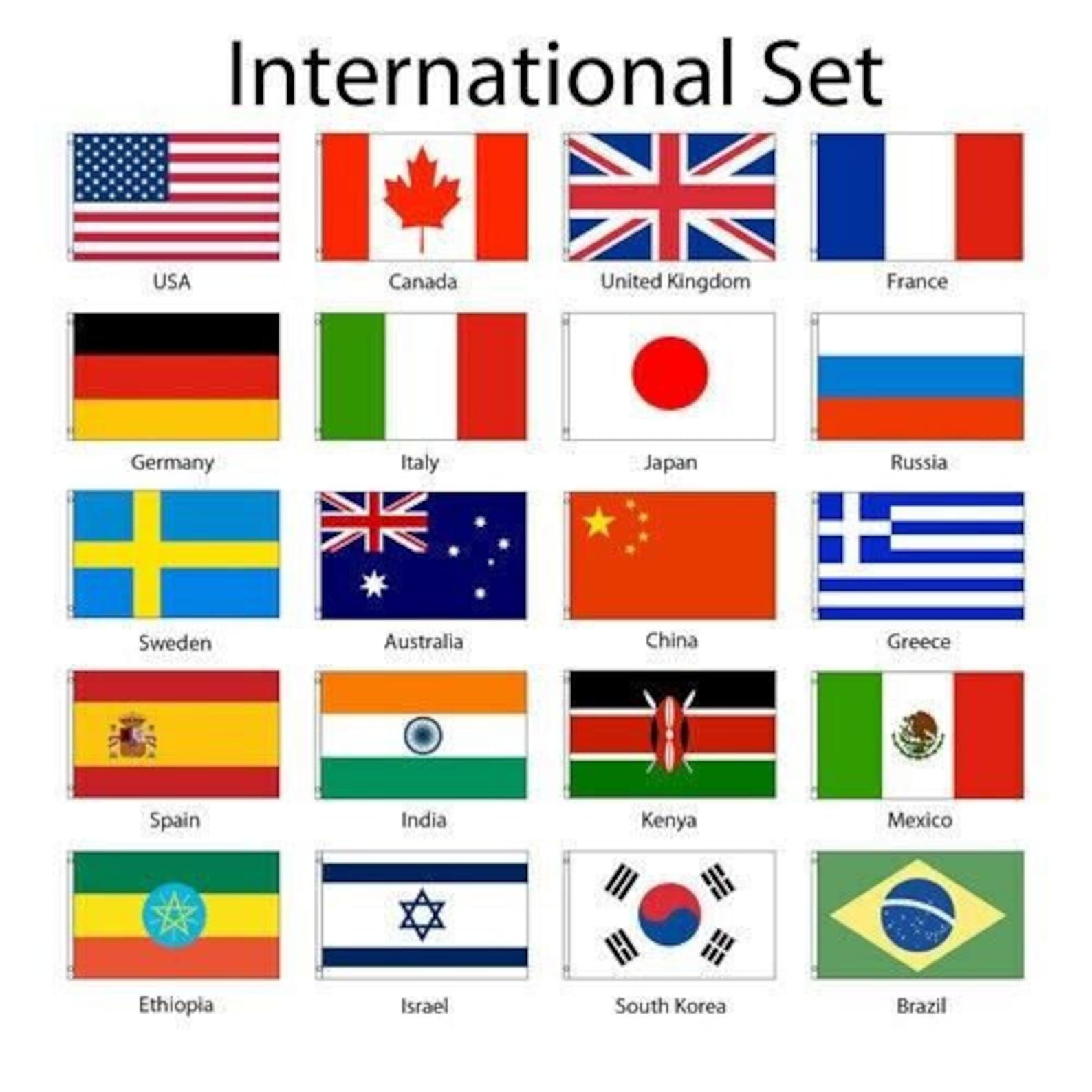 Set of 20 International Country Flags Set of International Flags 2 X 3 ...