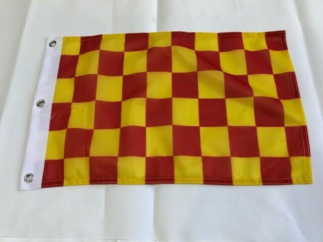 12"x18" Checkered Flag Red & Yellow Outdoor Indoor Banner Pennant ...