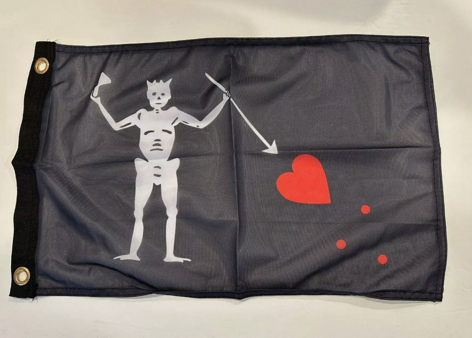 Blackbeard Skeleton Pirate Polyester 12x18 Inch Flag Outdoor Banner-on ...