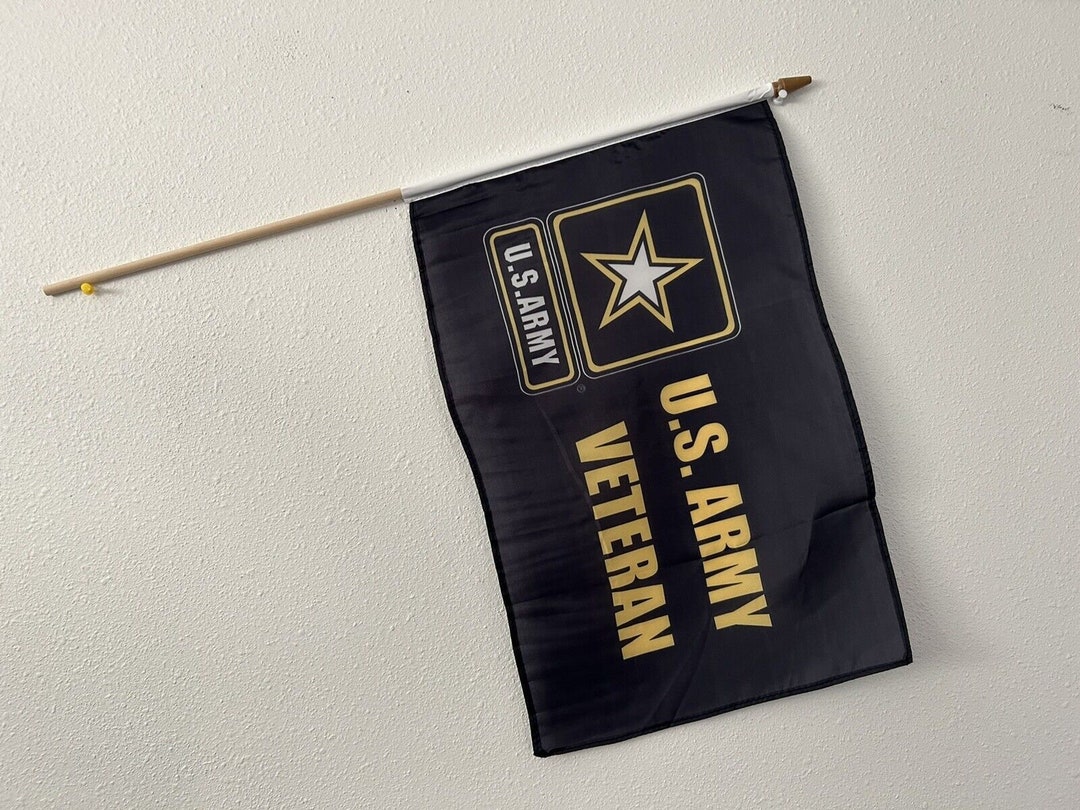 12 X 18 Inches US Army Veteran Stick Flag Wood Staff - Etsy