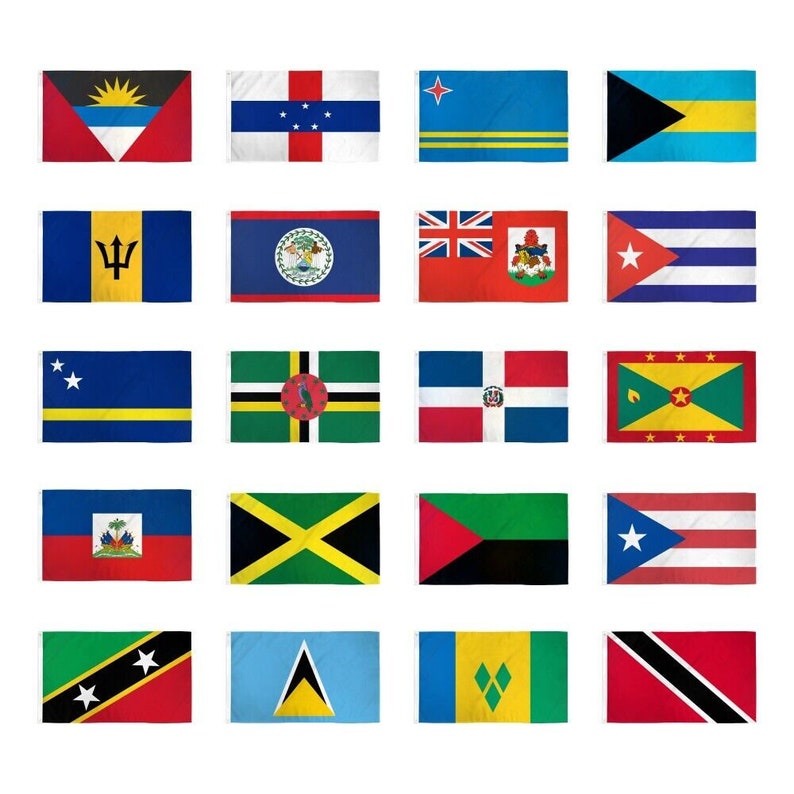 Set of 20 Caribbean Country Flags 3 X 5 Ft Countries of the Caribbean ...
