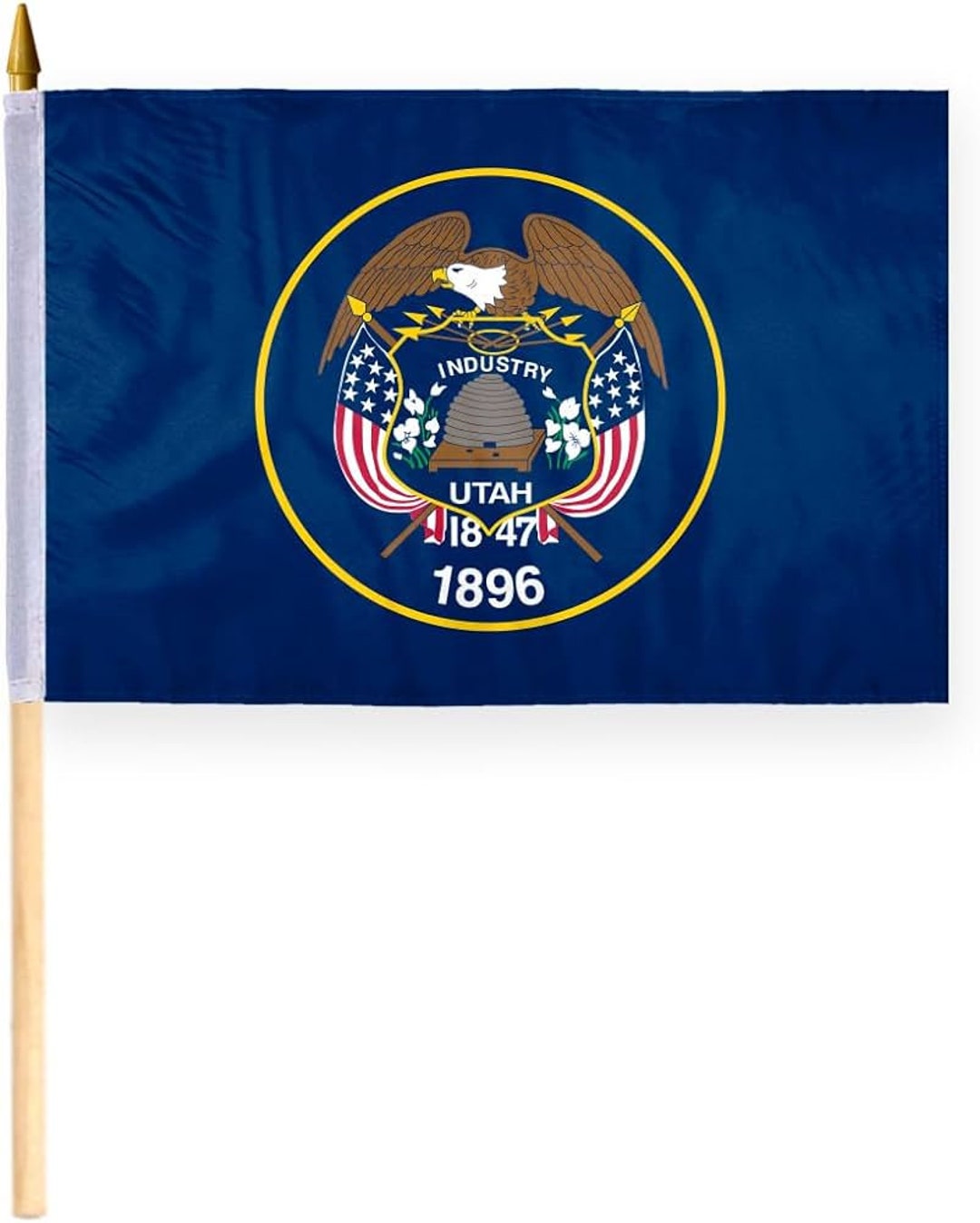 12 X 18 Inches 12 X 18 Utah State Stick Flag Wood Staff - Etsy
