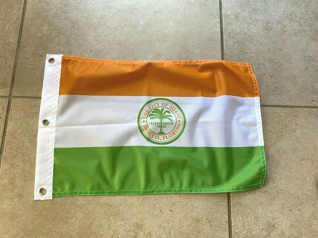 12 X 18 12" X 18" City Miami, Florida Flag Banner Grommets38 - Etsy