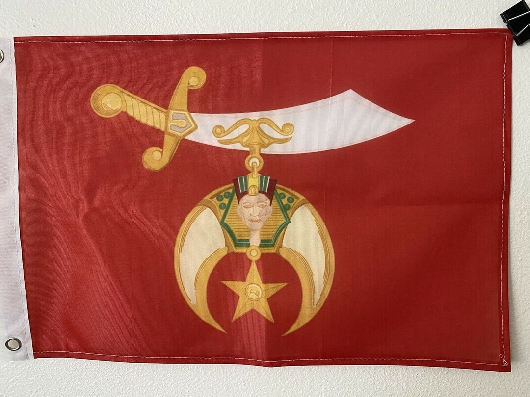Shriner Flag 12" X 18" Red Al Kaly Shrine Fez Saber Star Circus King ...