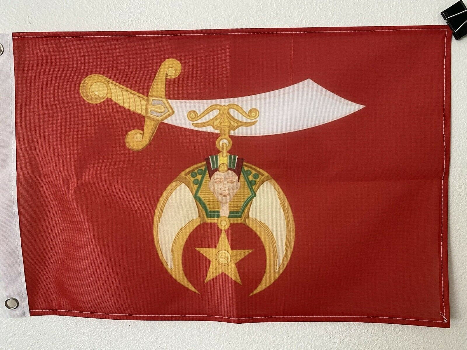 Shriner Flag 12" X 18" Red Al Kaly Shrine Fez Saber Star Circus King ...