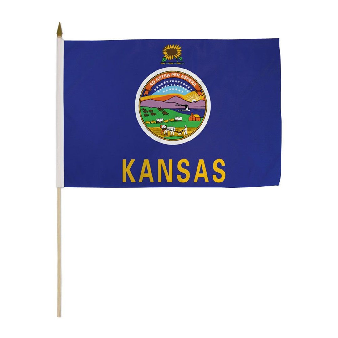 12 X 18 Inches 12 X 18 Kansas Stick Flag Wood Staff - Etsy