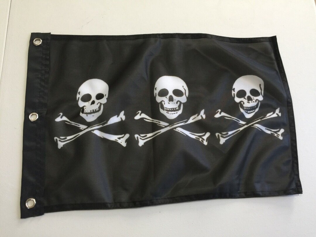 12x18 Pirate C. Condent Three Skull Crossbone 12" X 18" Flag Polyester ...