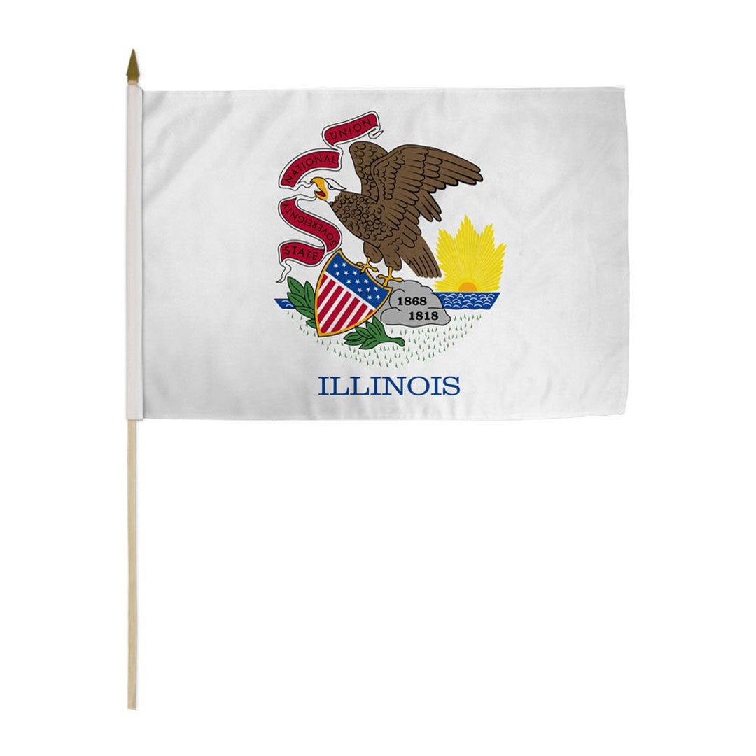 12 X 18 Inches 12 X 18 Illinois State Stick Flag Wood Staff - Etsy