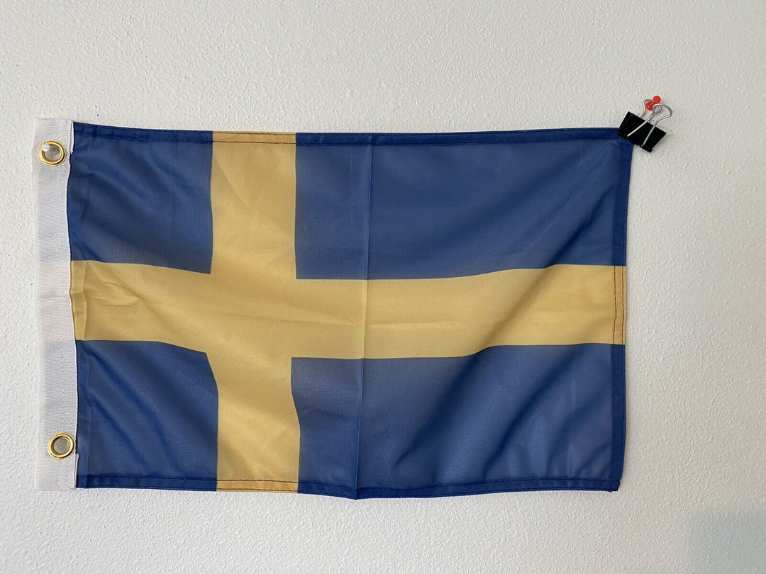 12" X 18" Swedish Flag Sweden Banner Super Polyester Brass Grommets Car ...