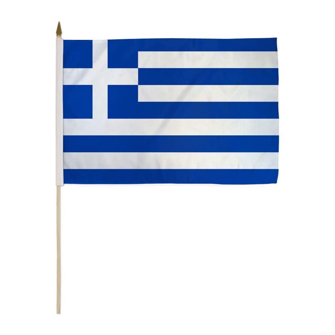 12x18 Inches Greece Stick Flag Wood Staff- - Etsy