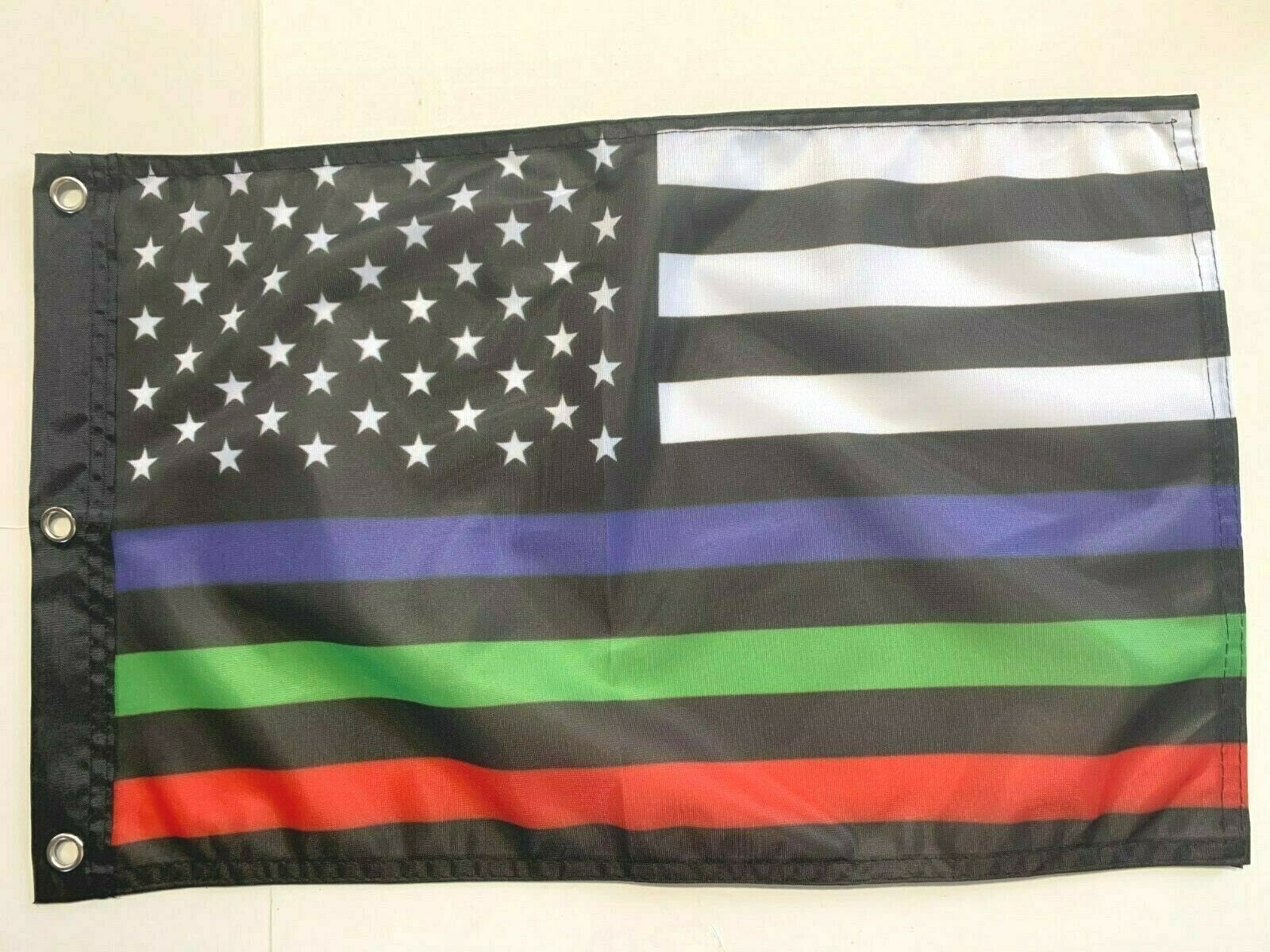 USA Thin Red, Blue & Green Line 12"x18" Flag Grommets Police Fire ...