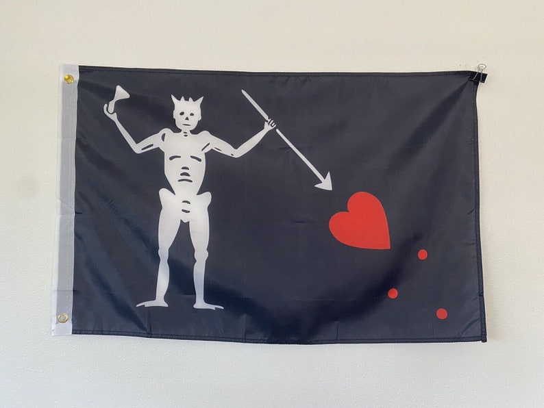 Blackbeard Skeleton Pirate Polyester 12x18 Inch Flag Outdoor Banner-on ...
