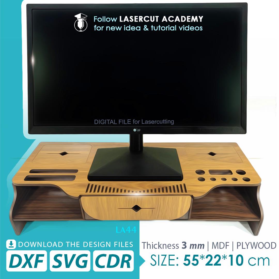 Laser Cut Monitor Stand File, Organizer for PC Desk, Computer Organizer ...