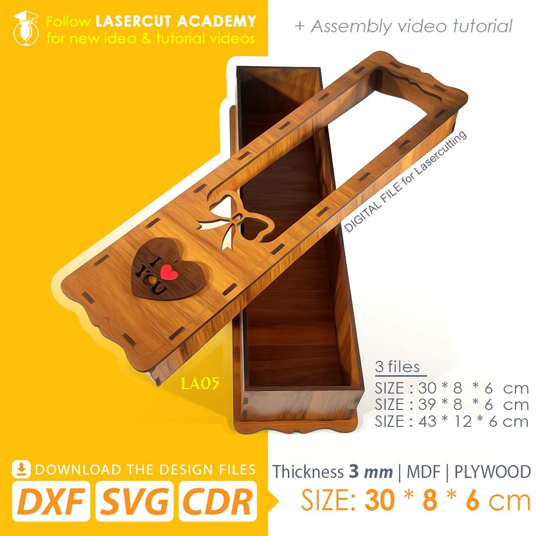 Laser Cut Box File - 3 Designs of Flower Box File for Laser Cut – Dcr, Dxf, Pdf, Svg Formats for ...