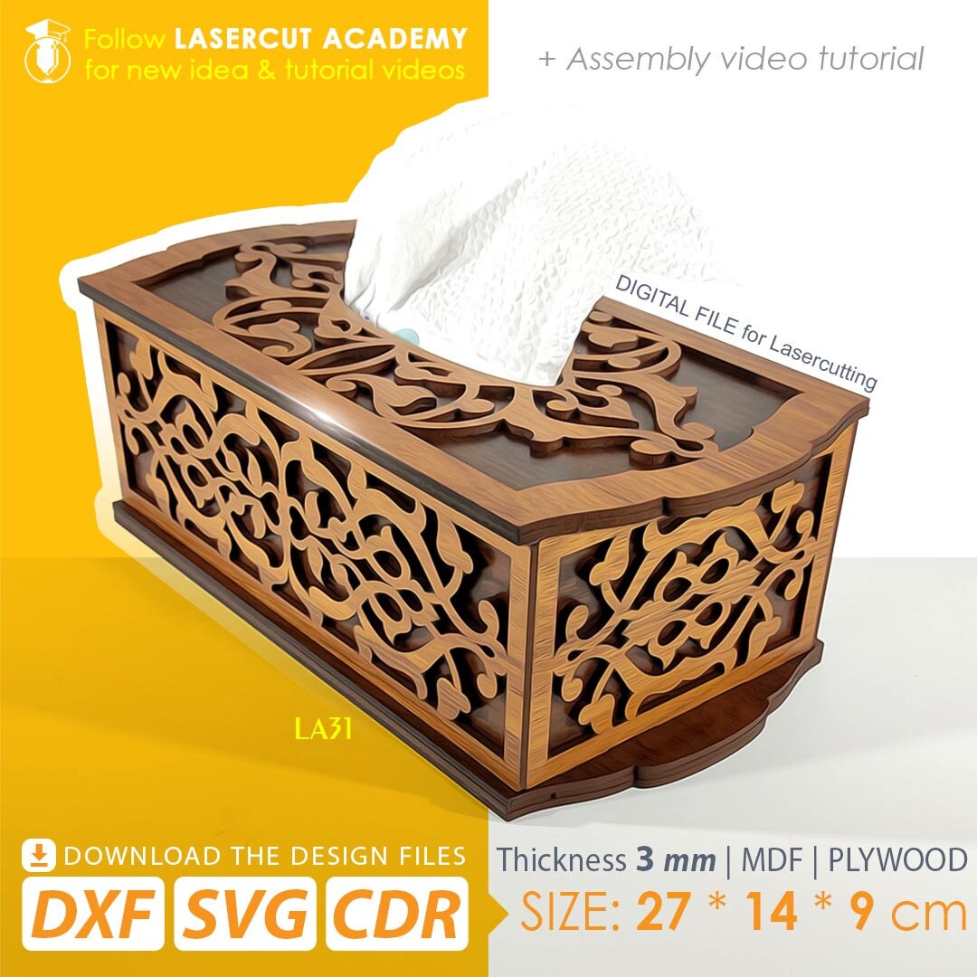 Buy Laser Cut Tissue Box Cdr, Dxf, Pdf, Svg Formats for Download Laser ...