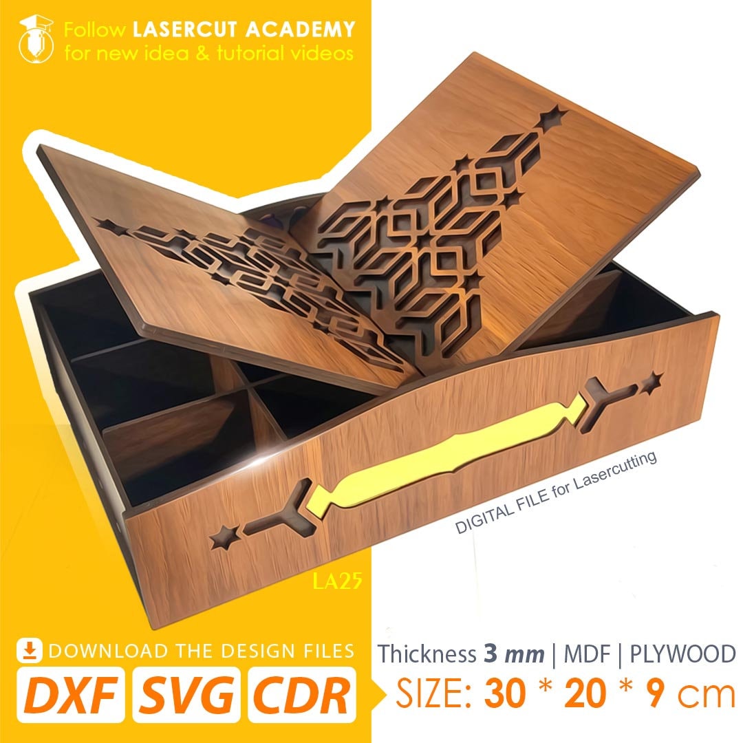 Laser Cut Box File - DIY Project – Cdr, Dxf, Pdf, Svg, Formats for ...