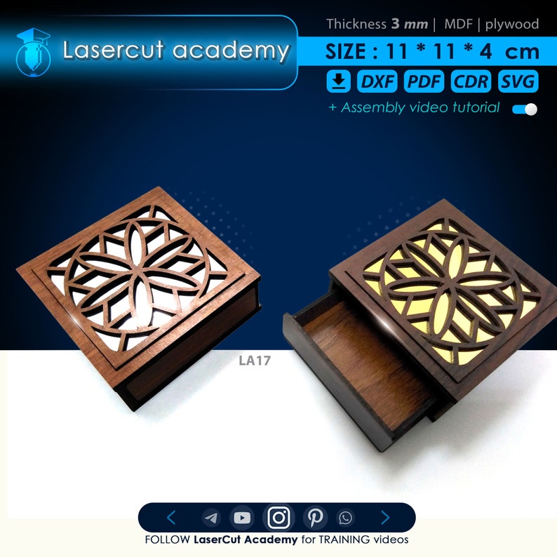 File of Sliding Box for Laser Cutting Cdr, Dxf, Pdf, Svg Formats for ...