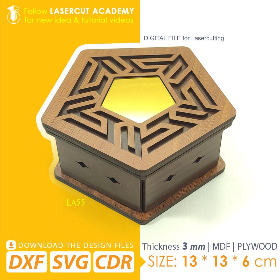 5-sides Shaped Laser Cut Box ( 5 Box Designs ) – Cdr, Dxf, Pdf, Svg ...