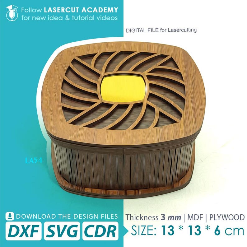 Square Shaped Laser Cut Box ( 6 Box Designs ) – Cdr, Dxf, Pdf, Svg ...