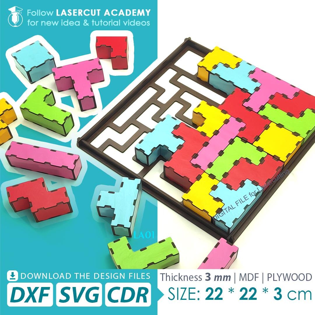 Laser Cut 3D Tetris Game for Kids - Laser Cut Files – Cdr, Dxf, Pdf ...
