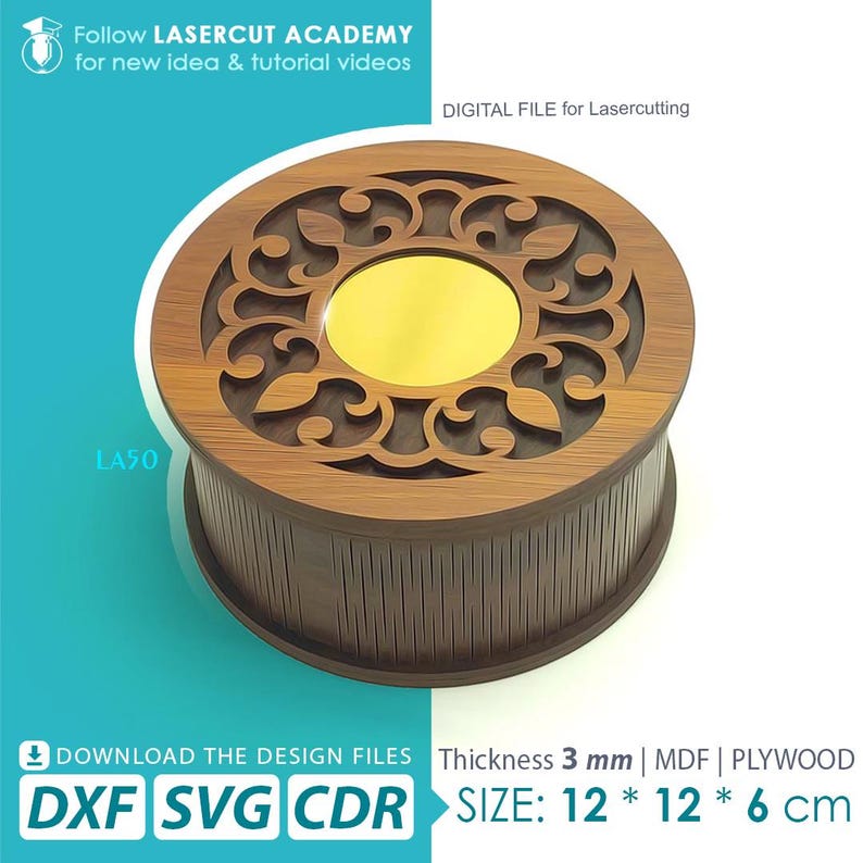 Circle Shaped Laser Cut Box ( 6 Box Designs ) – Cdr, Dxf, Pdf, Svg Formats for Download - DIY - Etsy