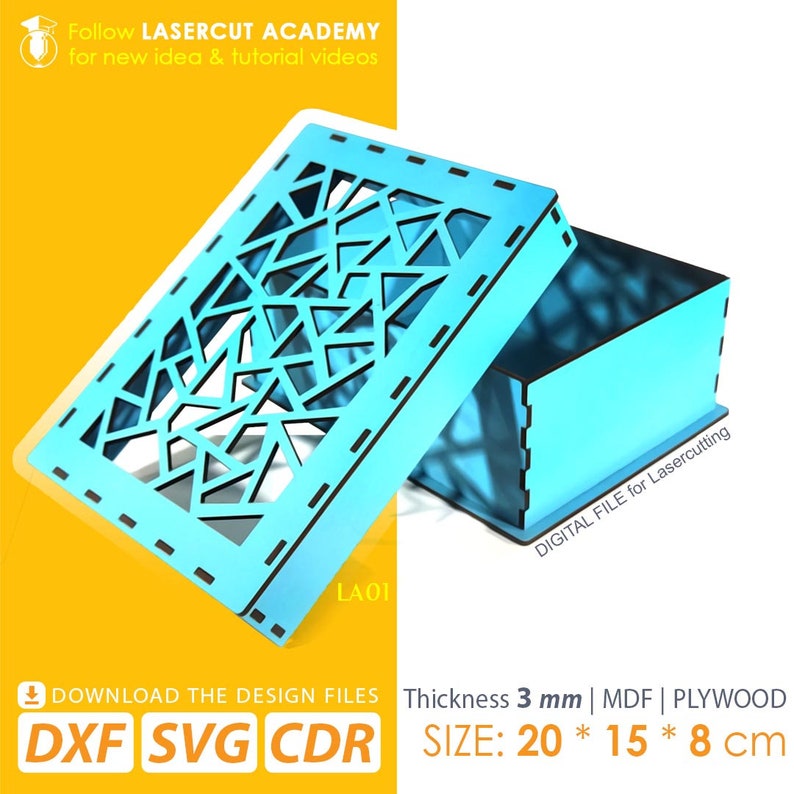 Laser Cut Box File Cdr, Dxf, Pdf, Svg, Formats for Download DIY Craft ...