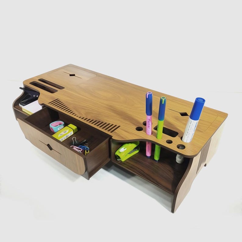 Laser Cut Monitor Stand File, Organizer for PC Desk, Computer Organizer ...
