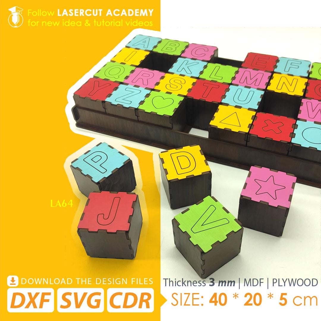 Laser Cut Cube for Kids - Laser Cut Files – Cdr, Dxf, Pdf, Svg Formats ...