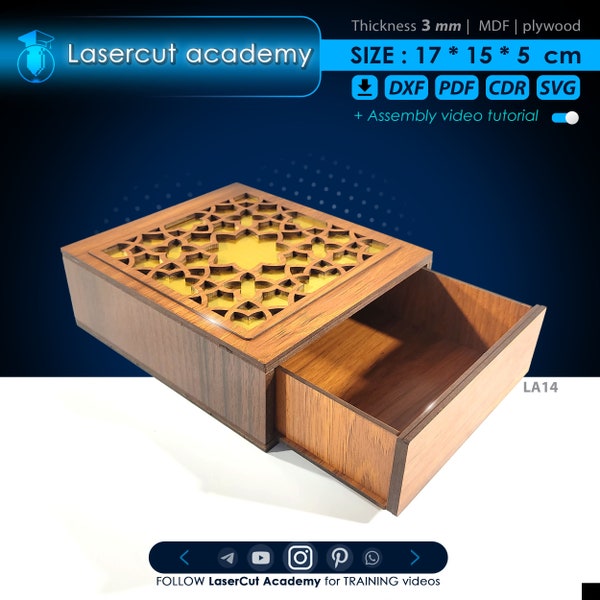 Laser Cut Box With Sliding Drawer Svg - Etsy