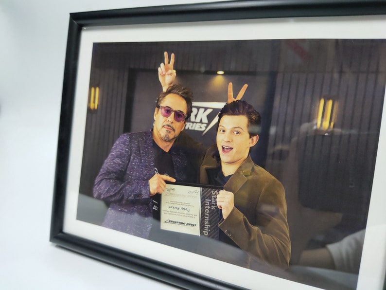 Tony Stark Peter Parker Photo Iron Man Spiderman Picture With Frame ...