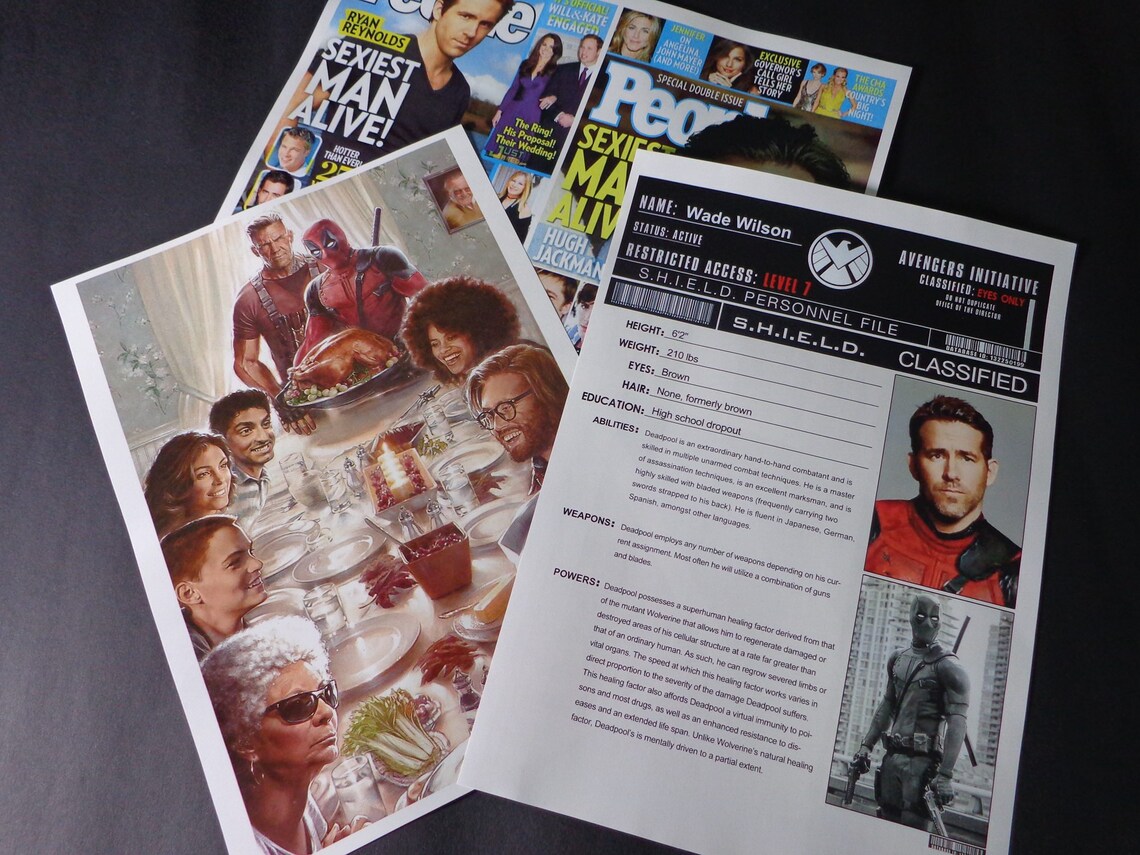 Deadpool File S.H.I.E.L.D. Secret Files Deadpool Cosplay Paper Props ...