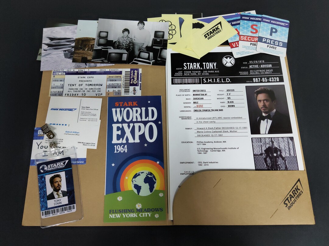 Iron Man Secret File Ironman Tony Stark S.H.I.E.L.D. Files Paper Props ...