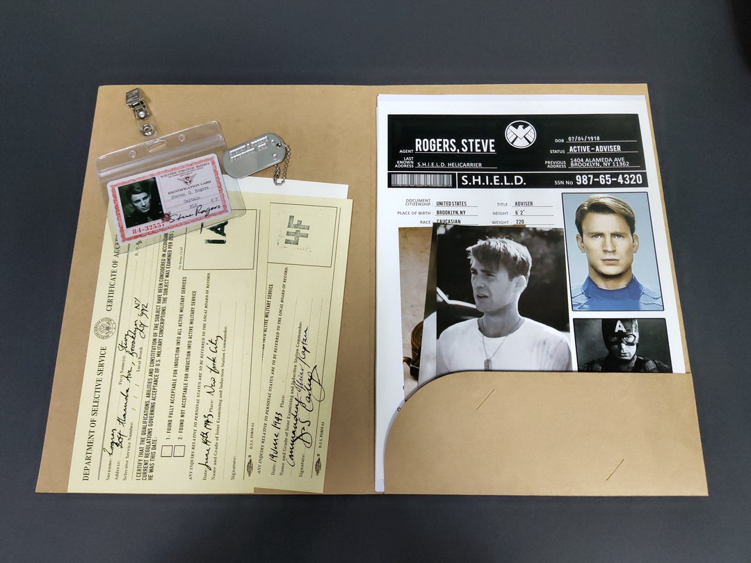 Captain America file Steven Rogers S.H.I.E.L.D. Secret File Paper Props ...