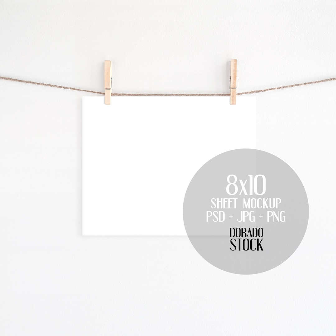 8x10 Landscape Sheet Mockup With Clothespins - Etsy