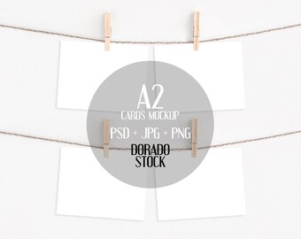 Square Cards Set Mockup With Clothespins - Etsy