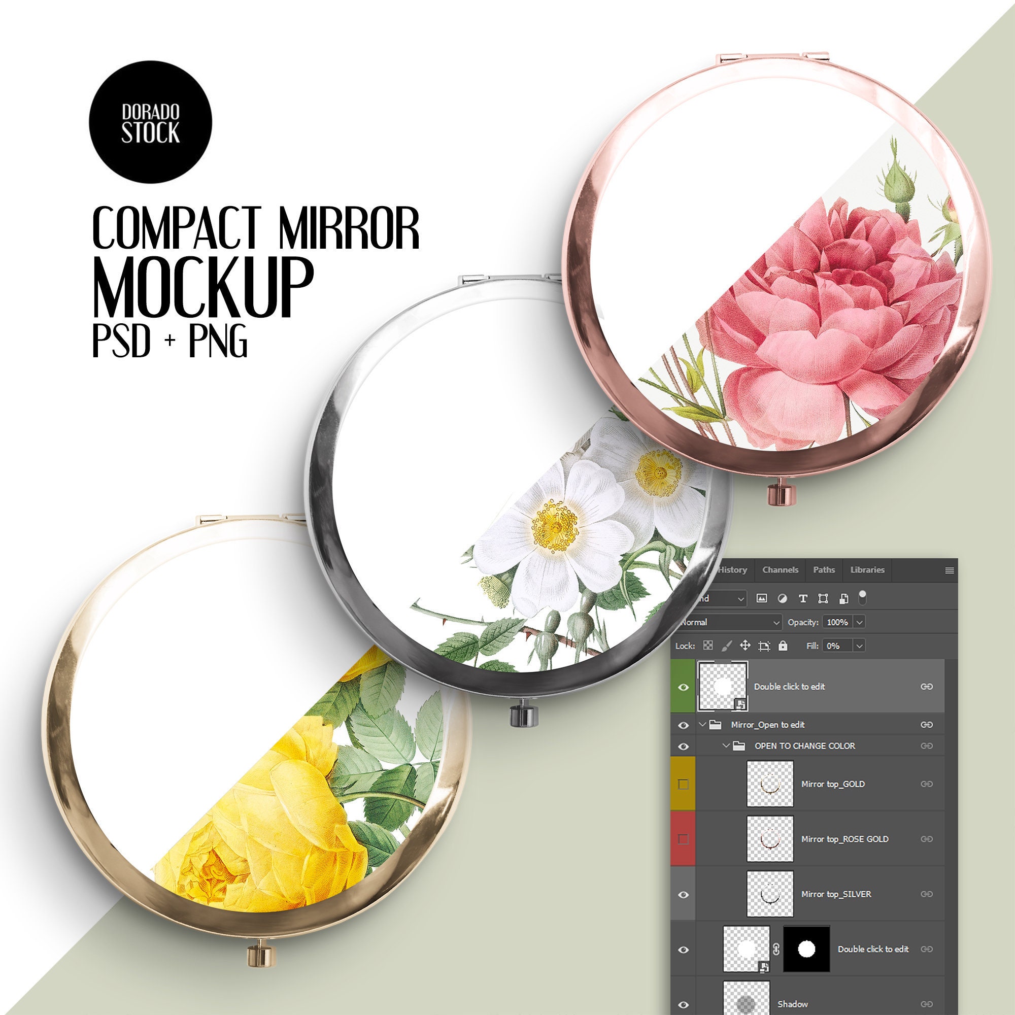 Isolated compact mirror mockup / Fully editable / PSD PNG | Etsy