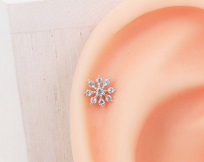 16G Tiny Shell Flower Stud Earring Helix Conch Cartilage | Etsy
