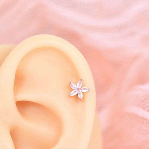 Tiny Flower Tragus Piercing Cartilage Piercing Flower Helix - Etsy