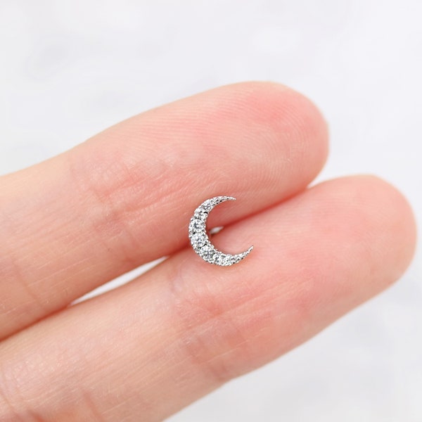 Crescent Moon Stud Earrings - Etsy