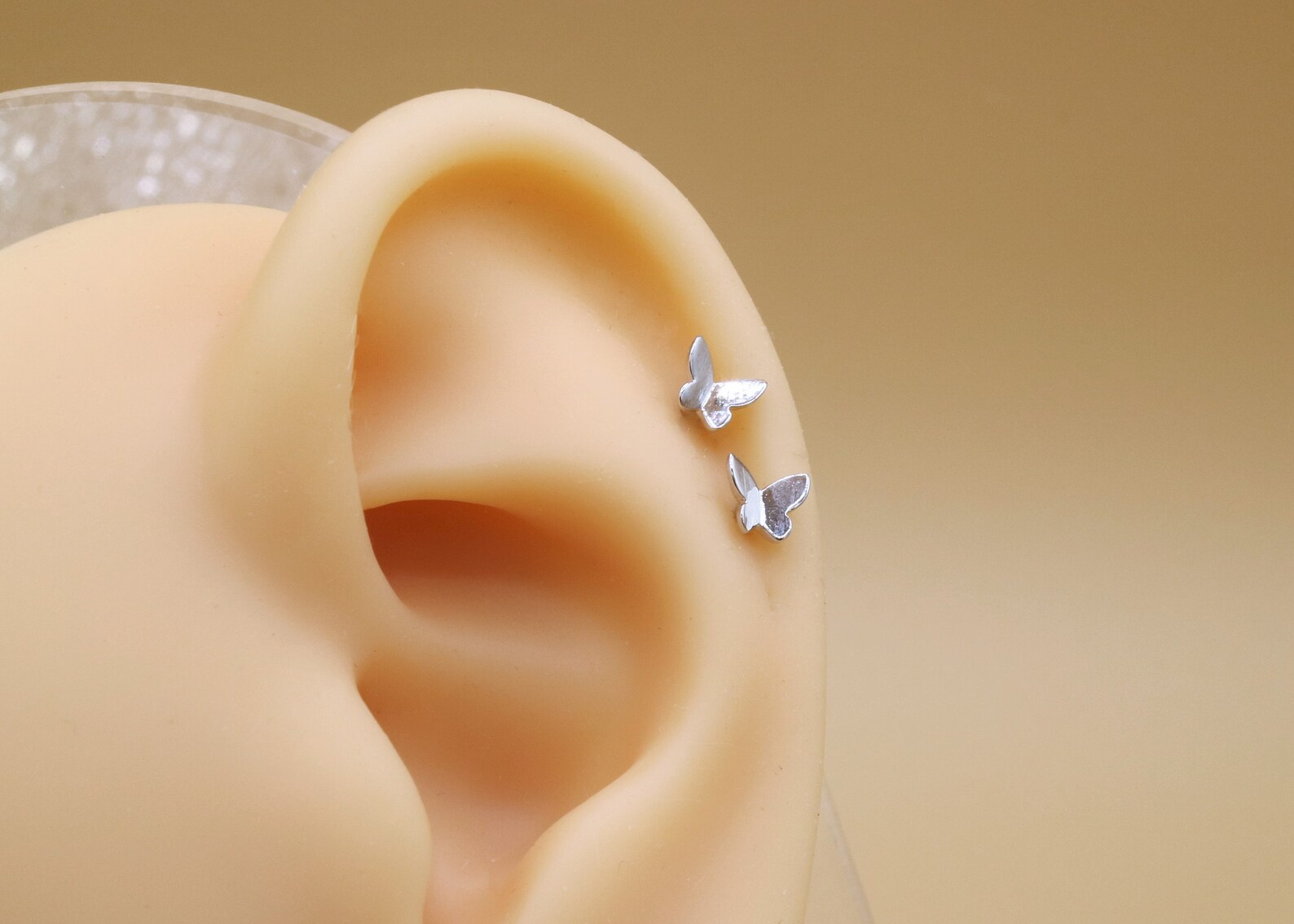 Tiny Plain Butterfly Stud Earring Helix Cartilage Tragus Daith | Etsy