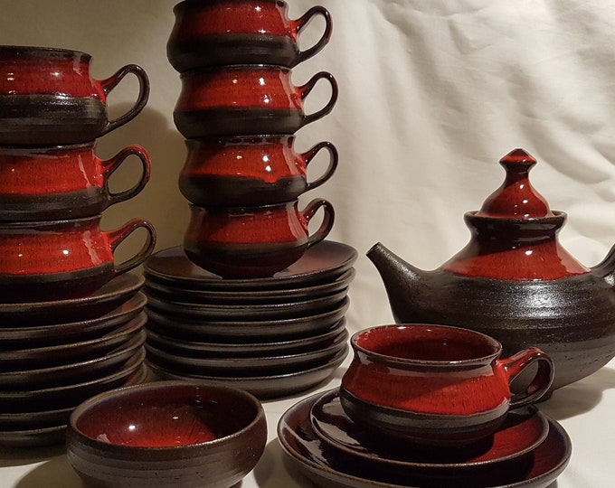 Signed Mid Century Modern Dannish Red Glazed Pottery Vase, 1960s, Made ...