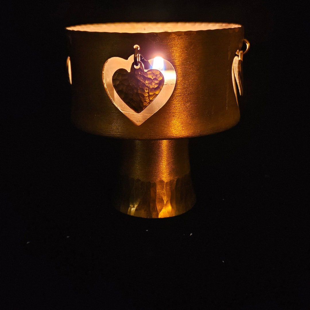 Duodji Vintage Sámi Pewter Tealight Holder With Heart Decorations ...