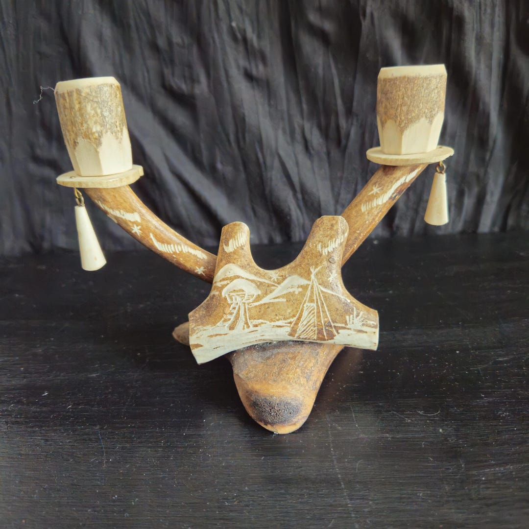 Sámi Reindeer Antler Candelabra – Two Candle Holder, Swedish Lapland ...