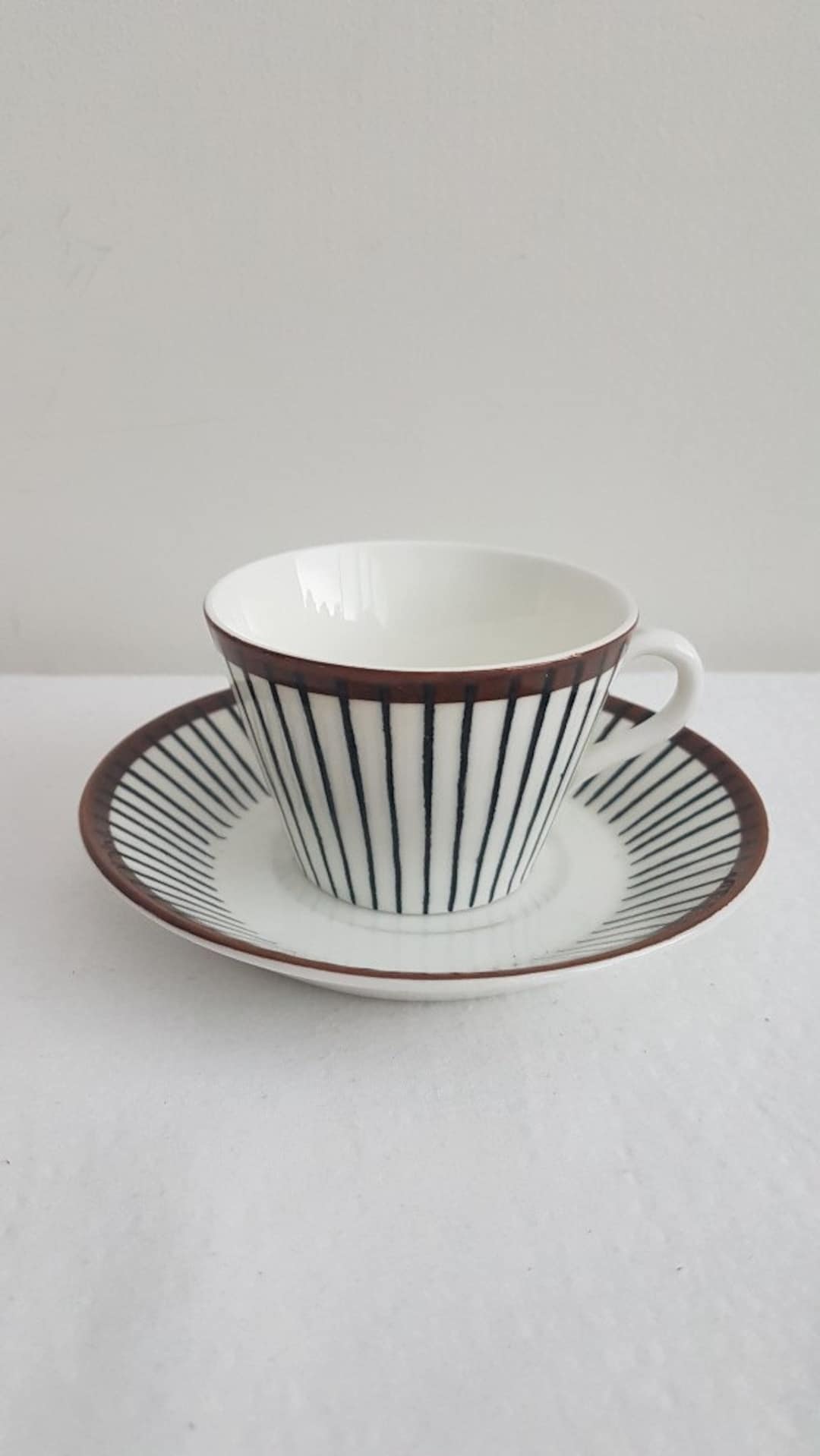 STIG LINDBERG "spisa Ribb" Coffee Cup With Saucer - Swedish Vintage ...
