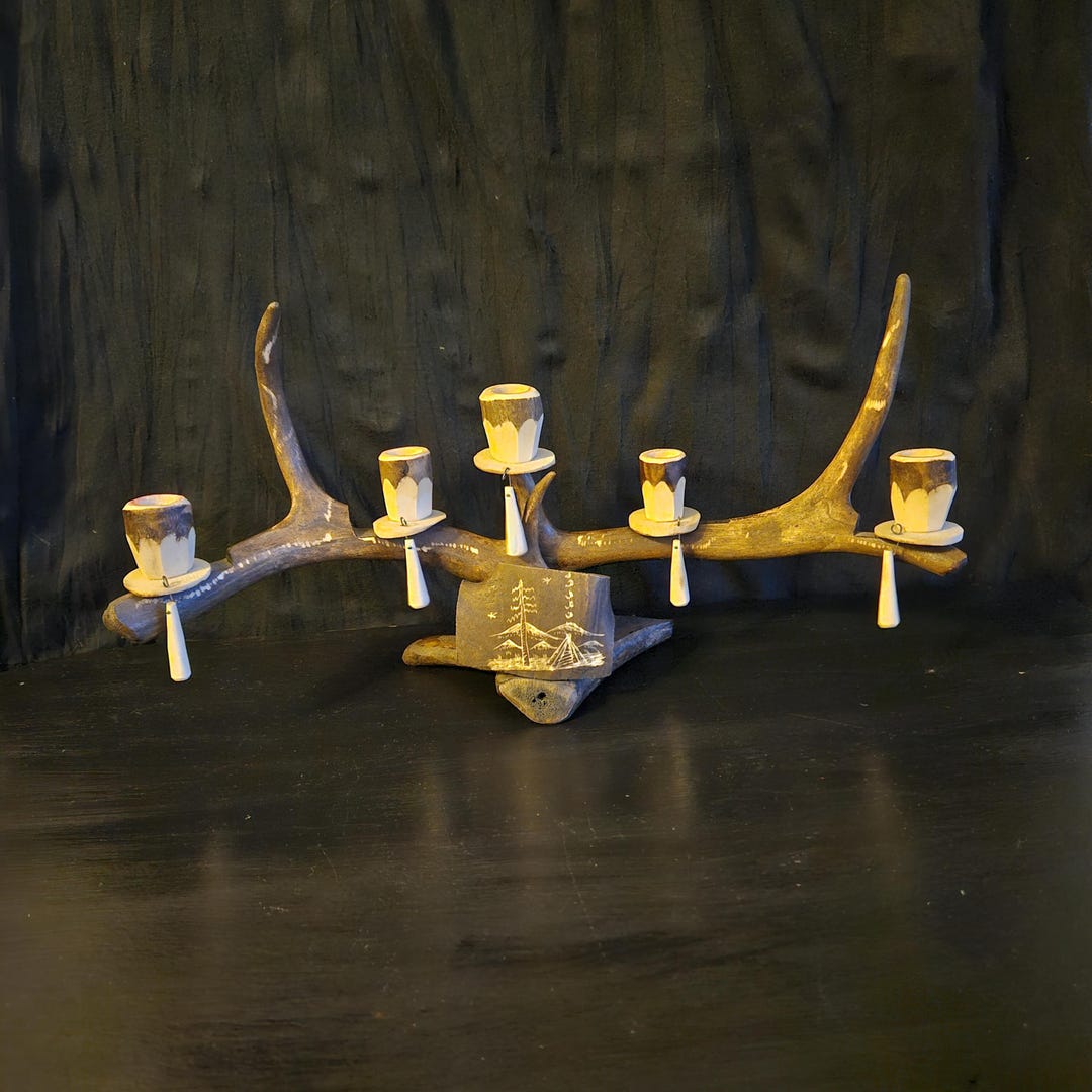 DUODJI Large Vintage Sámi Reindeer Antler Candelabra Candle Holder for ...