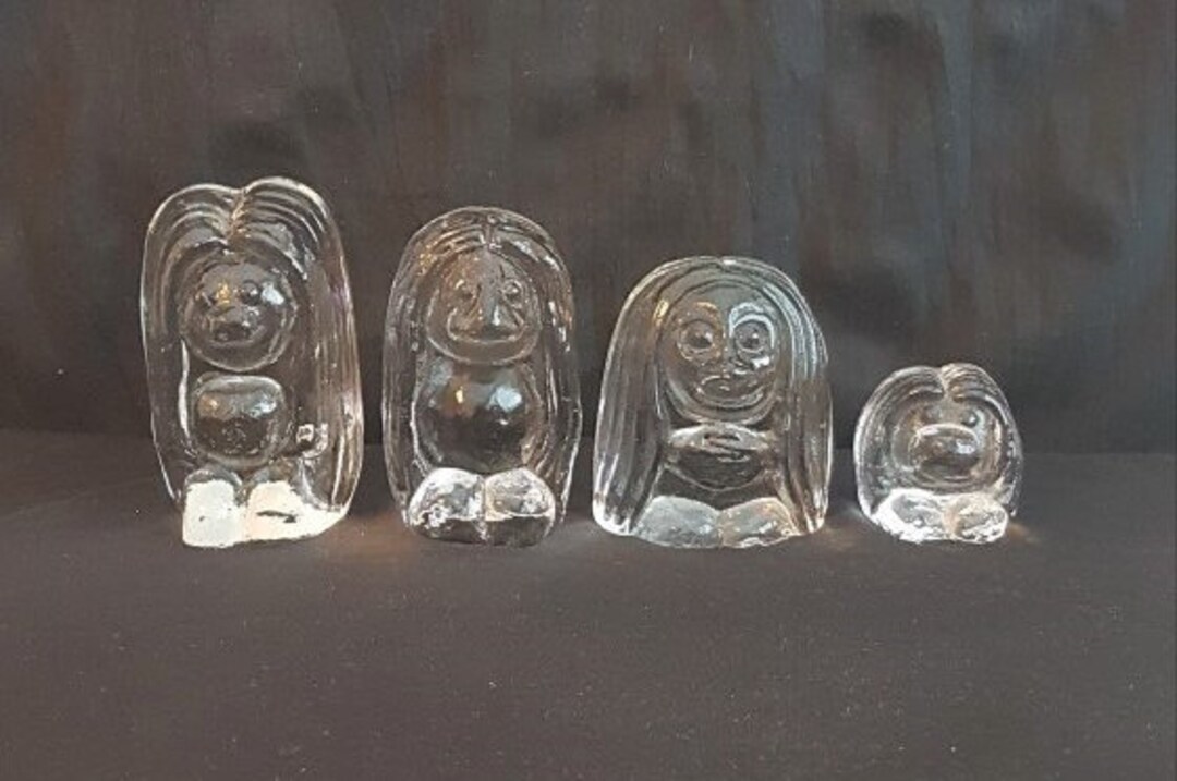 BERGDALA 4 Glass Troll Figurines - Swedish Art Glass Paperweight ...